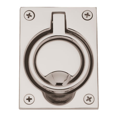 Baldwin 0395055 Flush Ring Pull Lifetime Bright Nickel Finish
