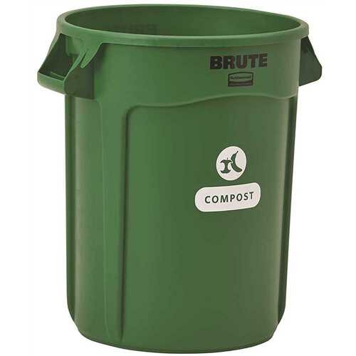 Rubbermaid 2060854 Brute 32 Gal. Compost Green Round Vented Commercial ...