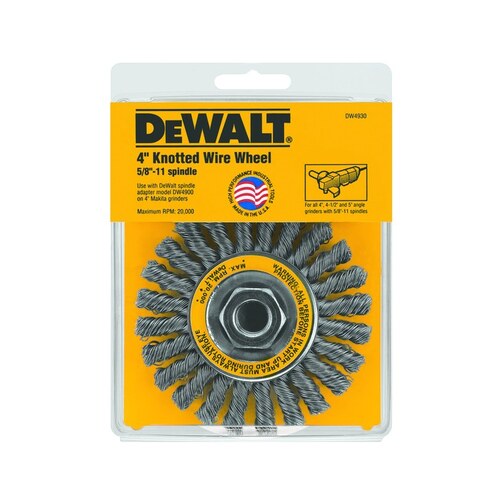 DEWALT DW4930 Cup Brush - 4" Diameter - 5/8-11 Center Hole - 0.020 ...