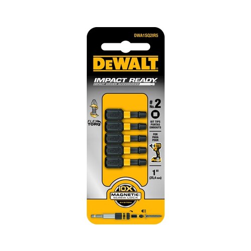 DEWALT DWA1SQ2IR5 Square Screwdriver Bit - #2 Tip - 1/4" Shank - 1 ...