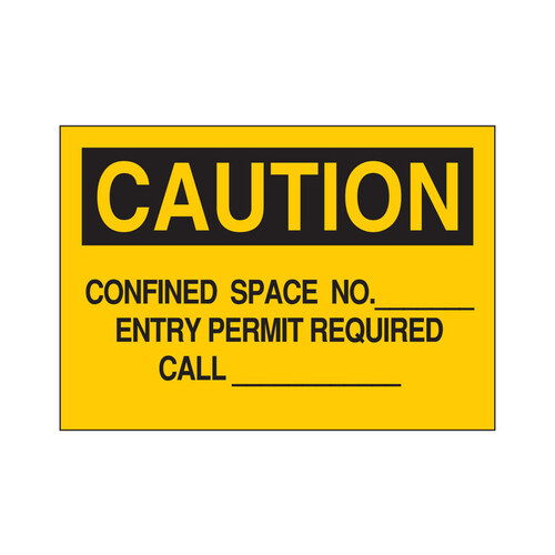 Brady 84007 B-302 Polyester Rectangle Yellow Confined Space Sign - 14 ...
