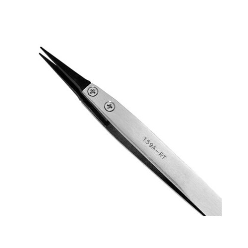 Excelta 159A-RT Utility Tweezers - Carbofib Straight Fine Soft Tip - 0. ...