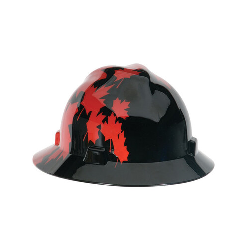 MSA 10082235 V-Gard Red/Black Polyethylene Slotted Cap Hard Hat - 6 ...