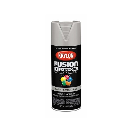 KRYLON K02744007 Satin Pewter Gray Paint Primer - 12 oz Can
