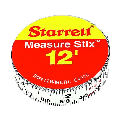 Starrett SM412WMERL 12 ft Measure Stix - 1/2" Width - Steel