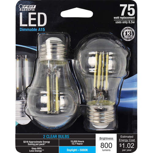 Feit Electric BPA1575850FIL2 Filament LED Bulb A15 E26 (Medium ...