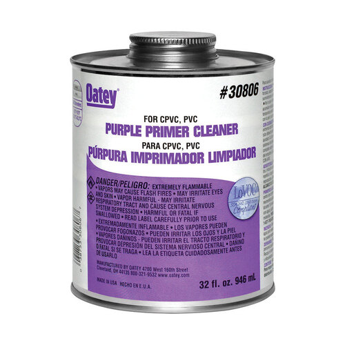 Oatey 30806 Primer Cleaner Purple For CPVC/PVC 32 oz Purple