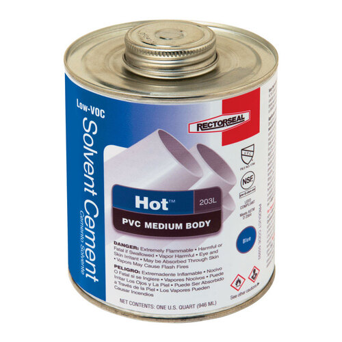 RectorSeal 55993 Solvent Cement Hot Blue For PVC 32 oz Blue