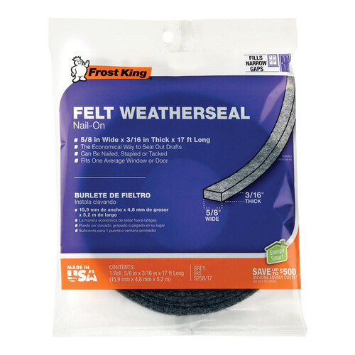 Frost King S258/17H Weatherstrip Gray Felt For Doors and Windows 17 ft ...