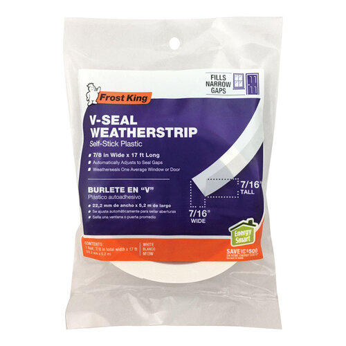Frost King M13WH V-Shaped Weatherstrip White Plastic For Doors and ...